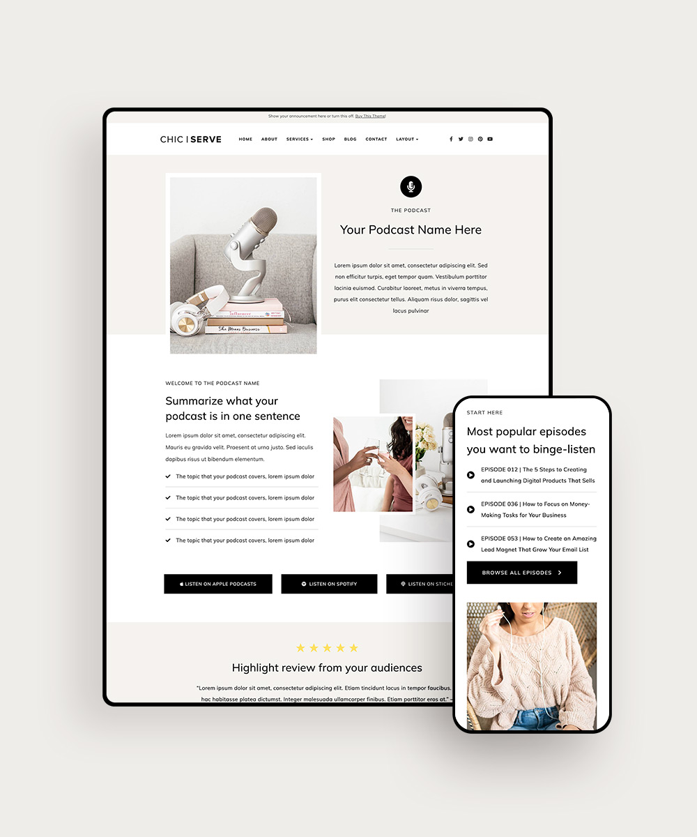 DEMO ChicServe Add-On Templates Kit – ChicServe